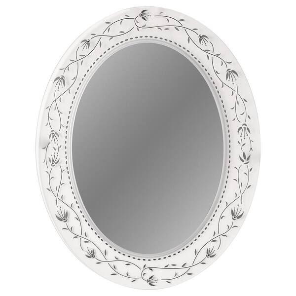 Head West 23 in. x 29 in. Frosted Etched Framed Oval Wall Decorative ...