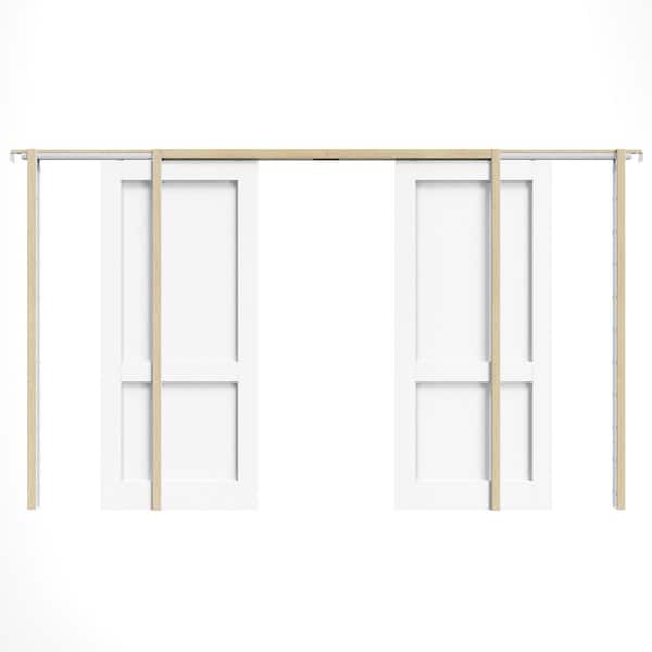 ARK DESIGN 72 in. x 80 in. 2-Paneled White Primed Wood Door with Solid ...