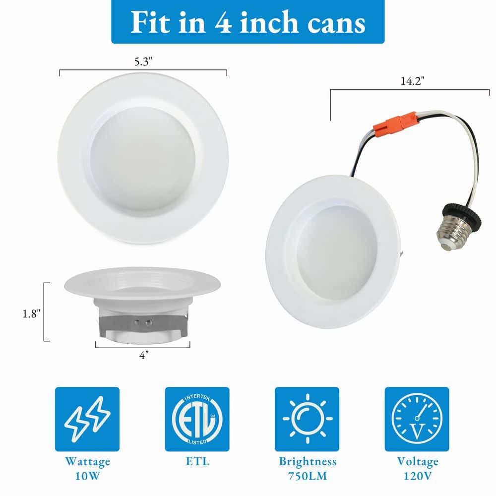 LNC 4 in. Integrated LED Retrofit Module 5 CCT Selectable White Indoor ...