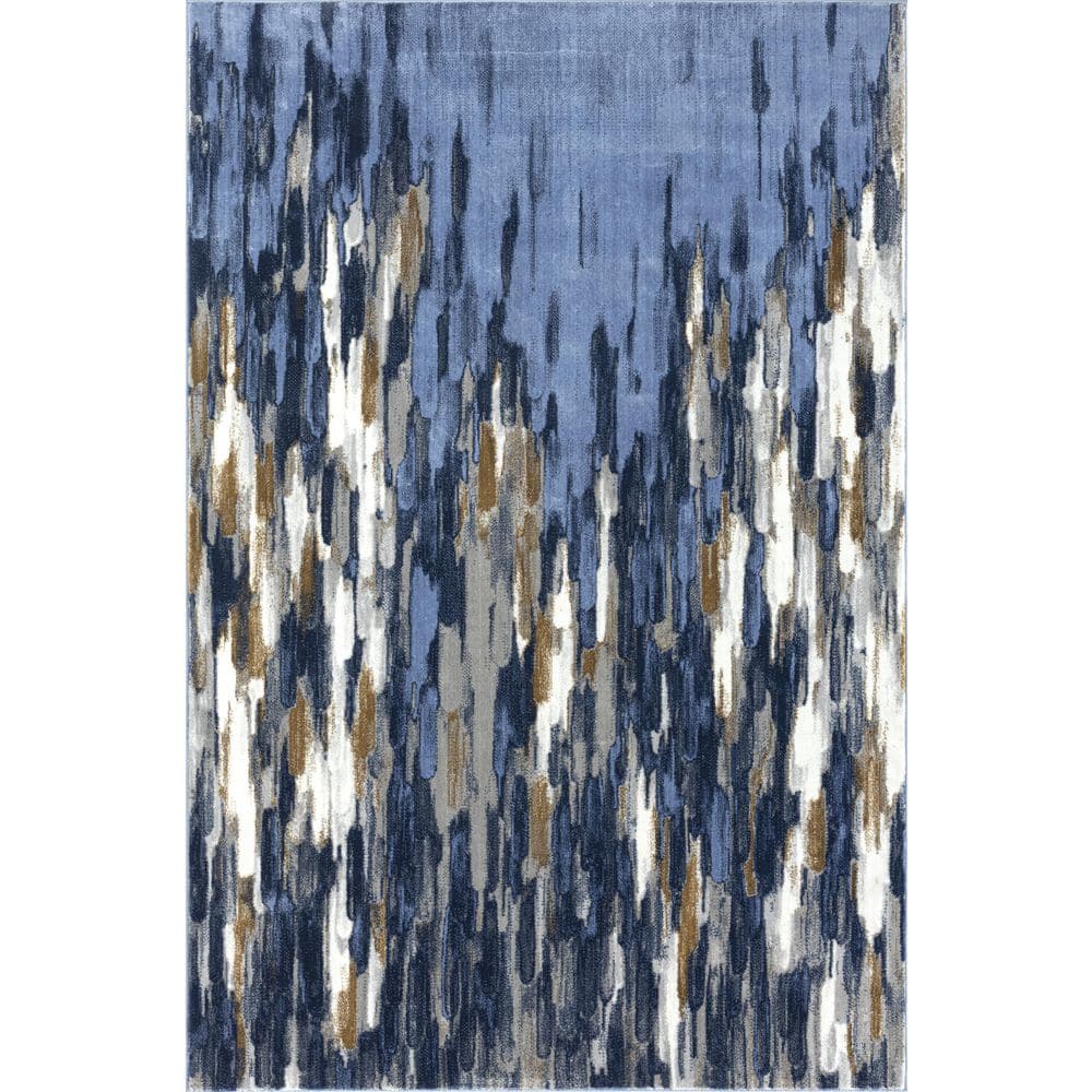 Abani Porto Blue 8 ft. 11 in. x 12 ft. Contemporary Polypropylene Area ...