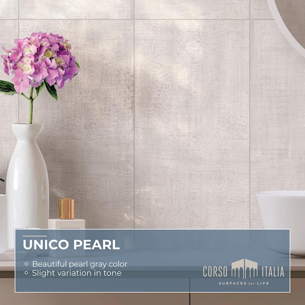 Corso Italia Unico Pearl Matte 12 in. x 24 in. Concrete Look Porcelain ...