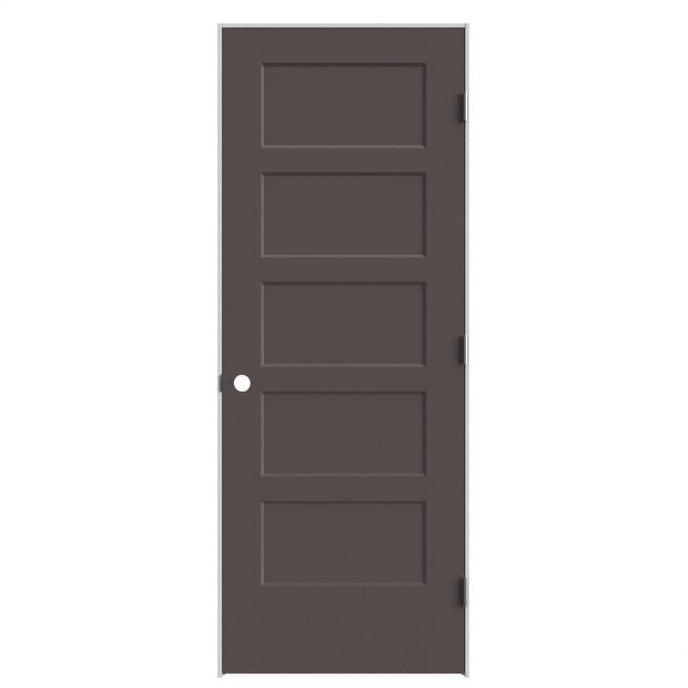 Masonite 28 in. x 80 in. 5-Panel Bayshore Left-Hand Hollow Willow Wood ...