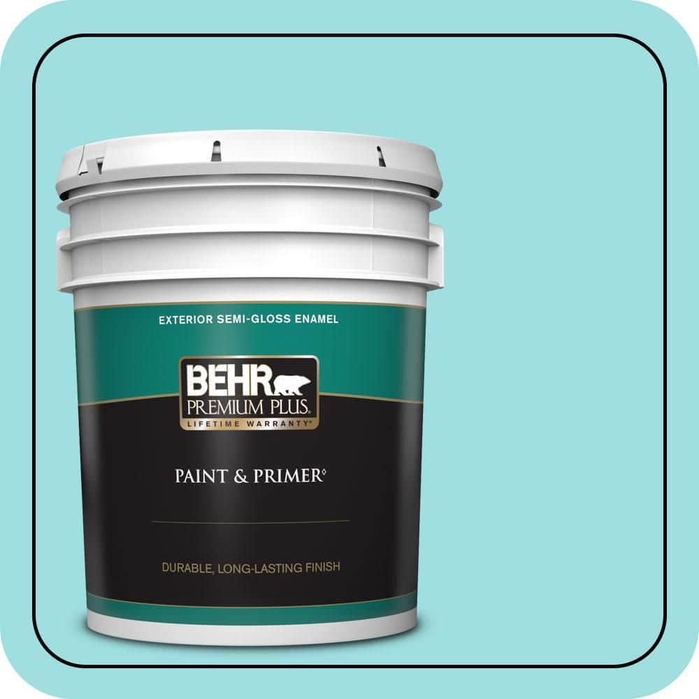 BEHR PREMIUM PLUS 5 gal. #P460-2 Tropical Waterfall Semi-Gloss Enamel ...
