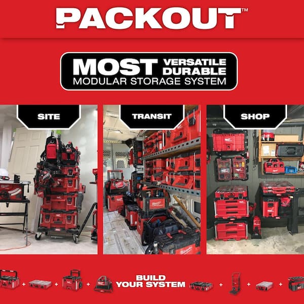 Milwaukee PACKOUT 22 in. Medium Red Tool Box (75 lbs. Capacity) and ...