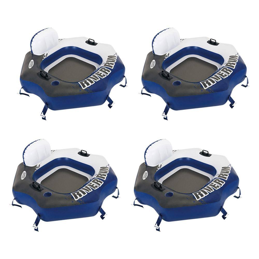 Intex River Run Blue Round Vinyl Connect Lounge Inflatable Floating ...