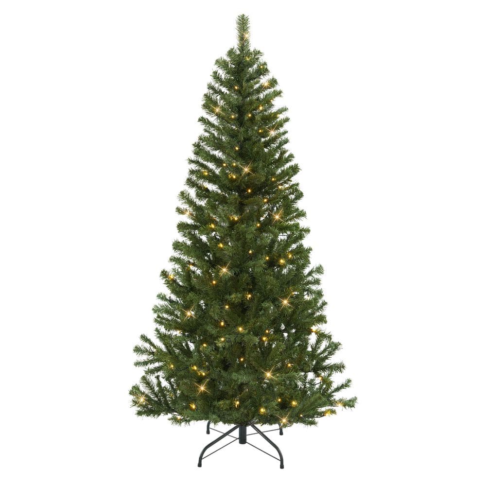 Puleo International 6 ft. Pre-Lit Canadian Spruce Artificial Christmas ...