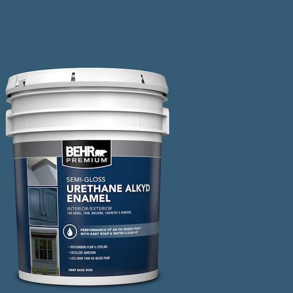 BEHR PREMIUM 5 gal. #M490-7 Shasta Lake Urethane Alkyd Semi-Gloss ...