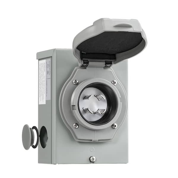 .N/A 30 Amp L14-30P Power Inlet Box, 4-Prong Waterproof Generator Inlet ...