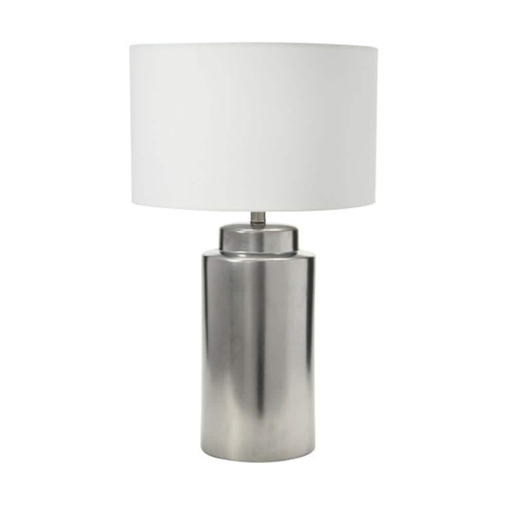 Storied Home 28 .25 in. Metallic Silver Glaze Table Lamp with Linen ...