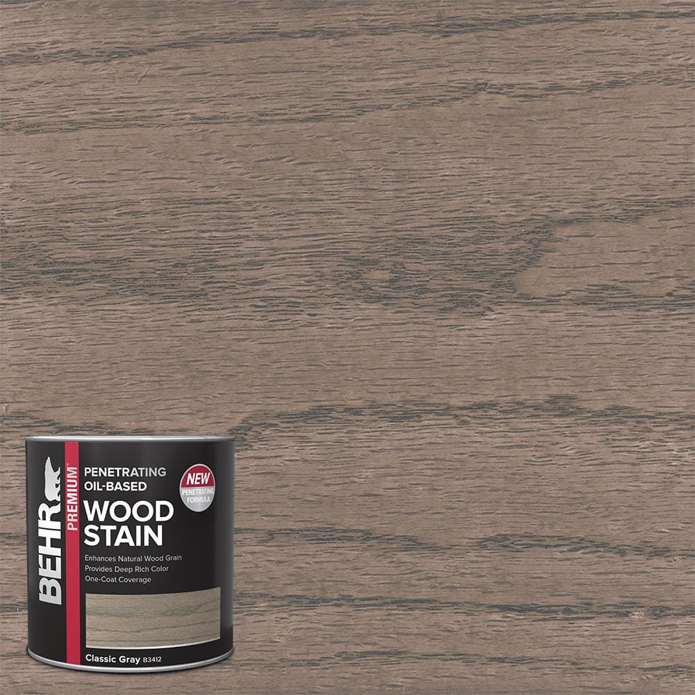BEHR PREMIUM 1 qt. #TIS-512 Classic Gray Transparent Oil-Based ...