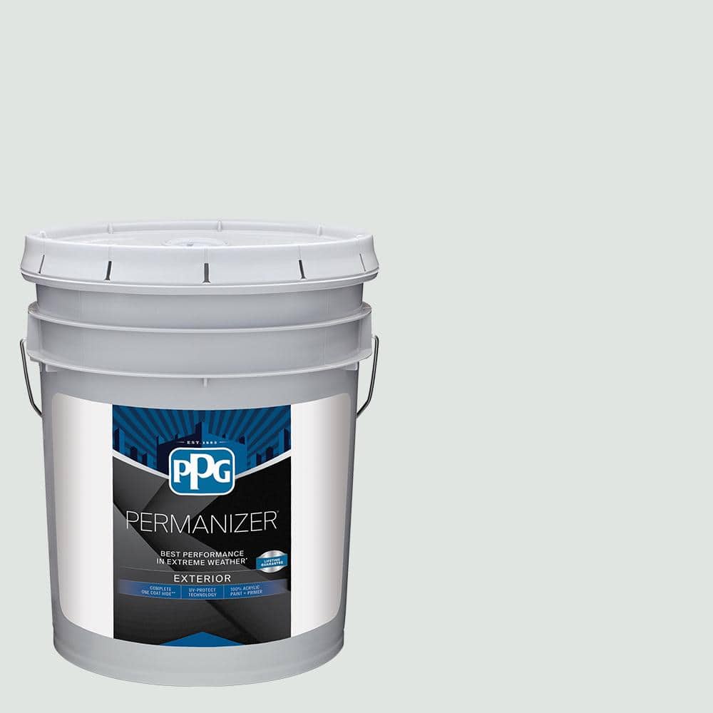 PERMANIZER 5 gal. PPG1012-1 Icy Bay Flat Exterior Paint PPG1012-1PZ-05F ...