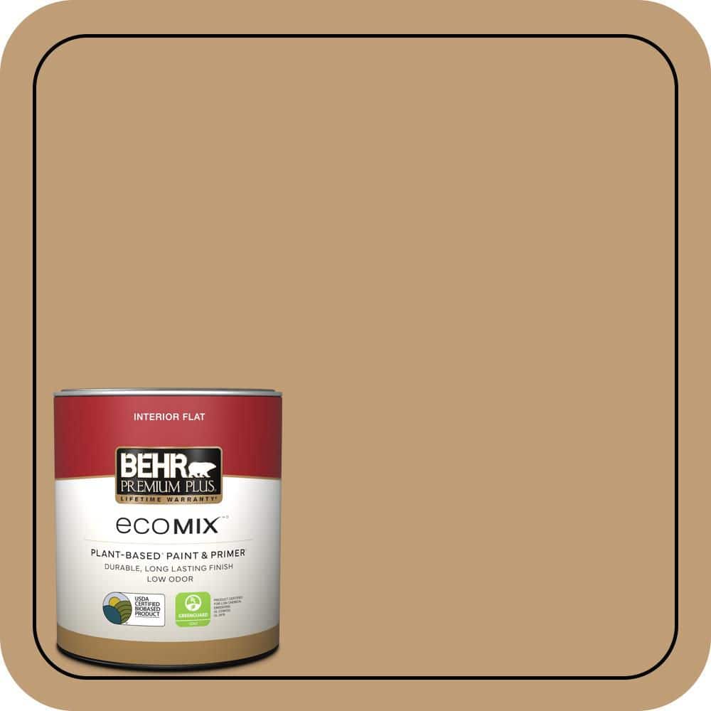 BEHR PREMIUM PLUS 1 qt. #300F-4 Almond Toast Flat EcoMix Plant-Based ...