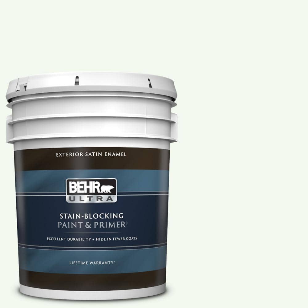 BEHR ULTRA 5 gal. #GR-W05 Unwind Satin Enamel Exterior Paint & Primer ...