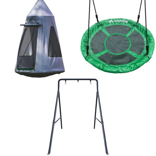 Outdoor Toddler/Bucket Swing Set Frame with Bars and Boat Swing ...