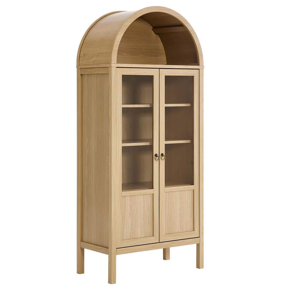 Tall narrow oak display cabinet store