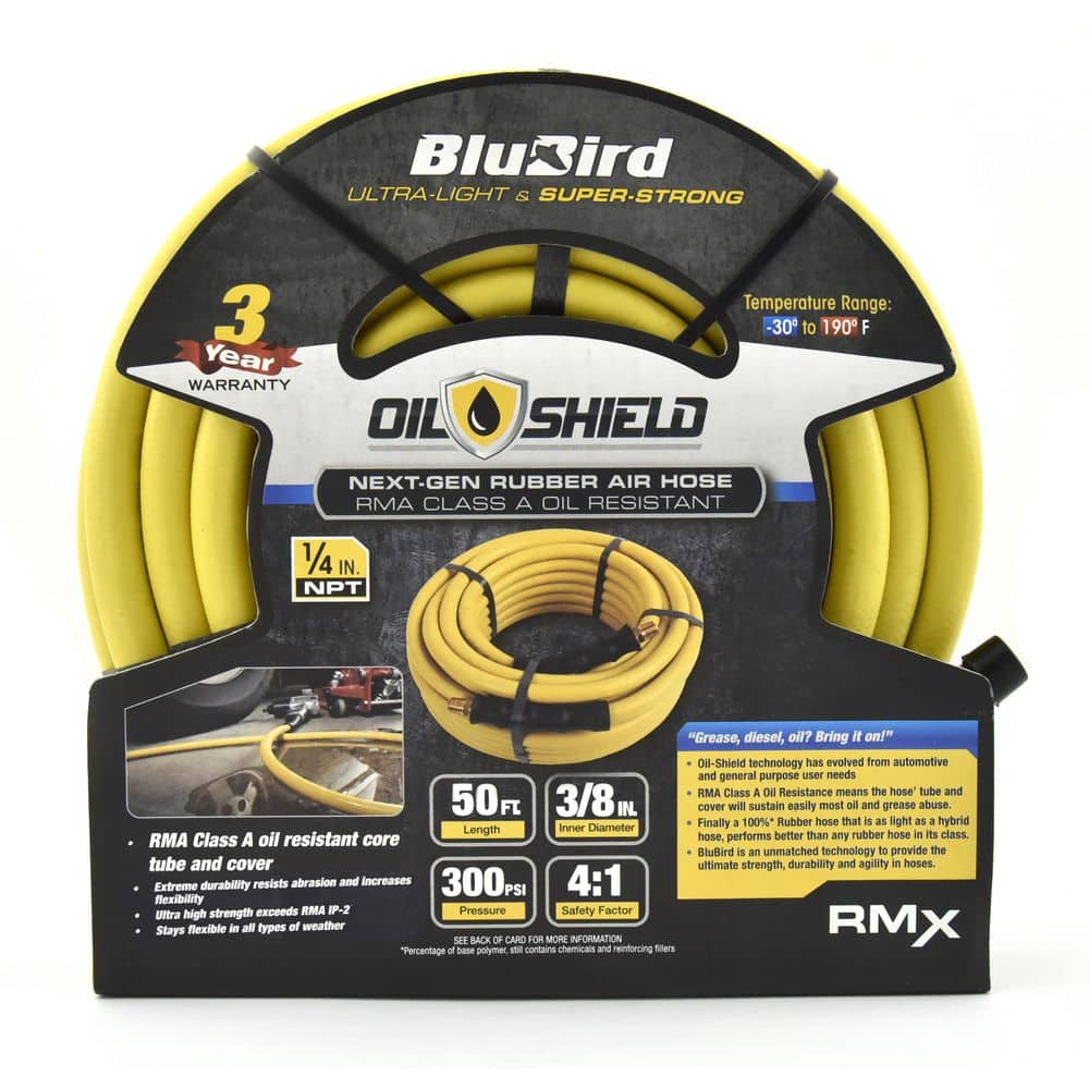 OILSHIELD 3/8 in. x 50 ft. Heavy Duty Rubber Air Hose OS3850 - The Home ...