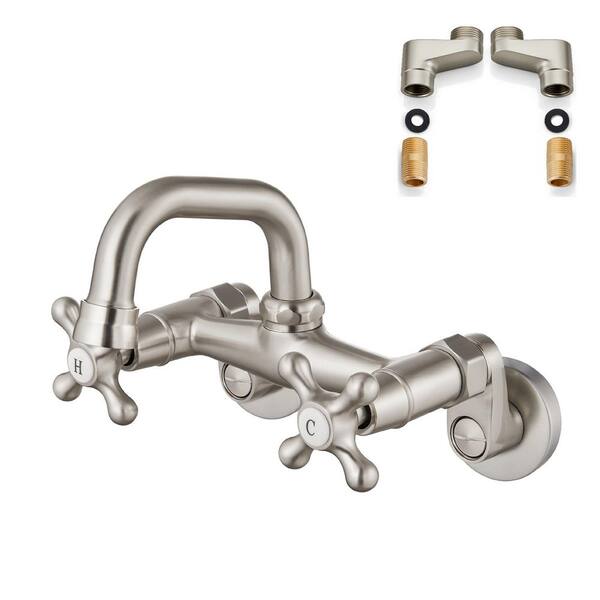 PICTURESQUE CENDU LLC Double Handle Wall Mount Standard Kitchen Faucet ...