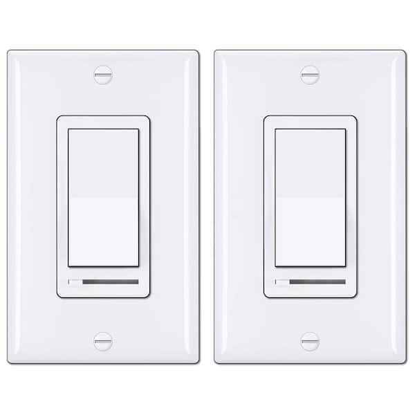 Lukyamzn White Rocker Dimmer Switch for Dimmable LED, Halogen and ...