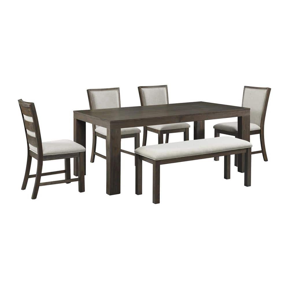 Picket House Furnishings Jasper Brown 30 in. 6-Piece Dining Set (72 in ...