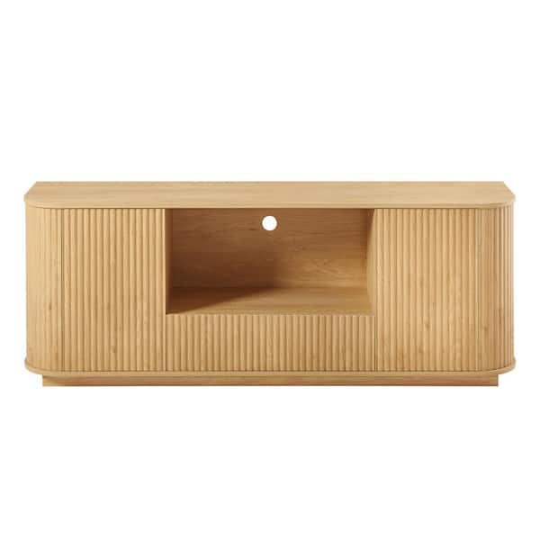 Xuanlur Natural Wavy TV Stand, Rounded Sideboard, Storage Cabinet 64 in ...