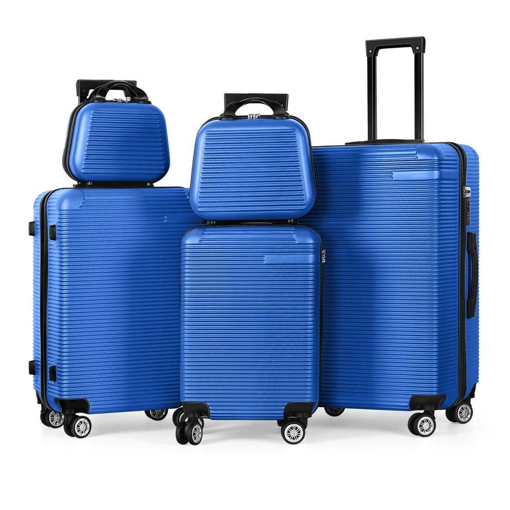 HIKOLAYAE Luggage 5-Piece Sets, Horizontal Stripe Luggage Set with ...