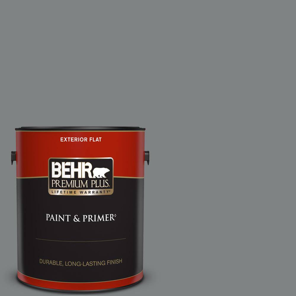 BEHR PREMIUM PLUS 1 gal. #PPU26-03 Legendary Gray Flat Exterior Paint ...