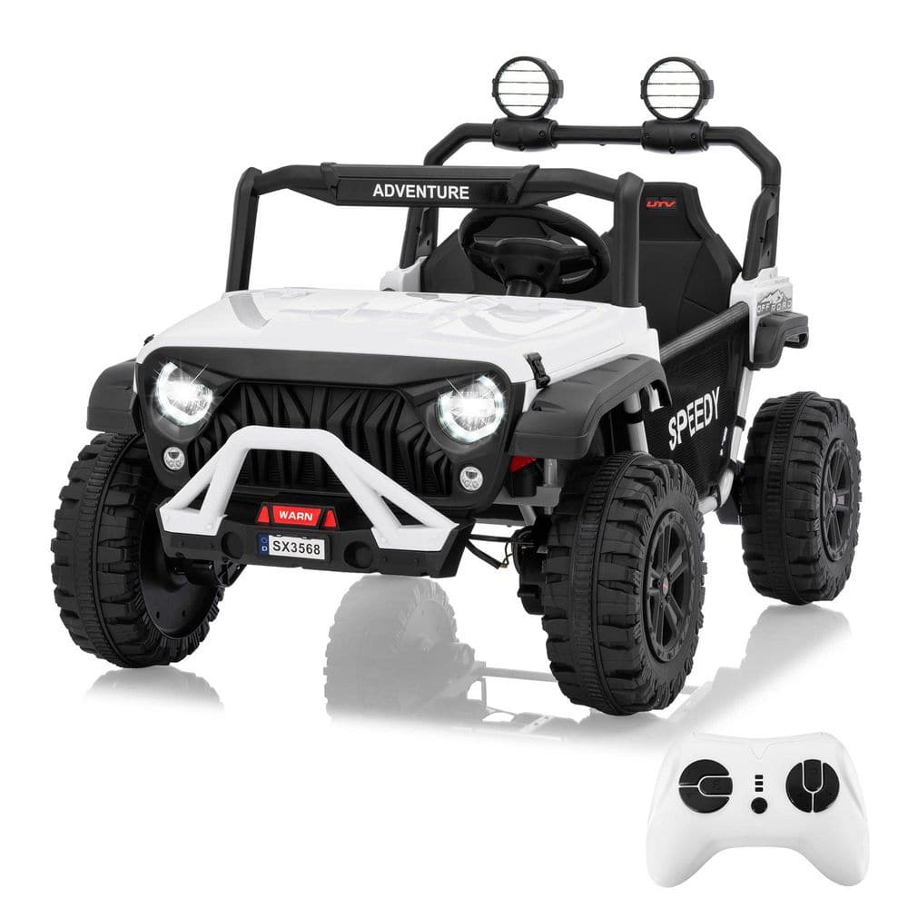 White Kids UTV 24V Ride On Car with Remote Control Battery Powered ...