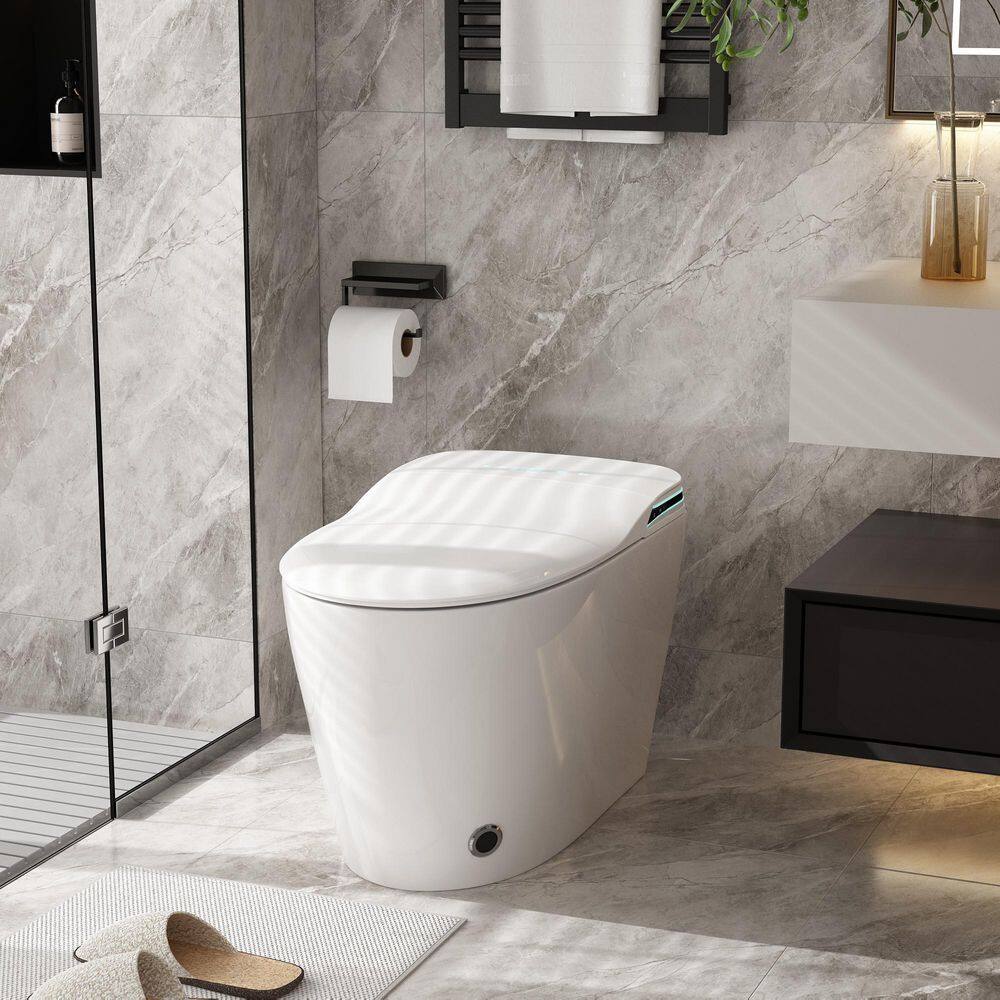 FUFU&GAGA Elongated Smart Bidet Toilet 1. 28 GPF in White with Auto ...