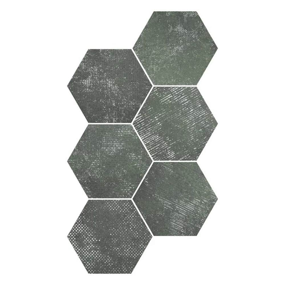 Apollo Tile Zenith 4 in. x 5 in. Textured Olive Green Porcelain Hexagon ...