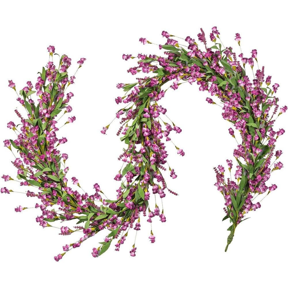 6 ft. Purple Artificial Greenery sunflower Garland for Mantle Indoor ...