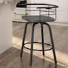 Amisco Brisk 26 in. Black Metal Grey Wood Counter Stool 41293-26/2589 ...