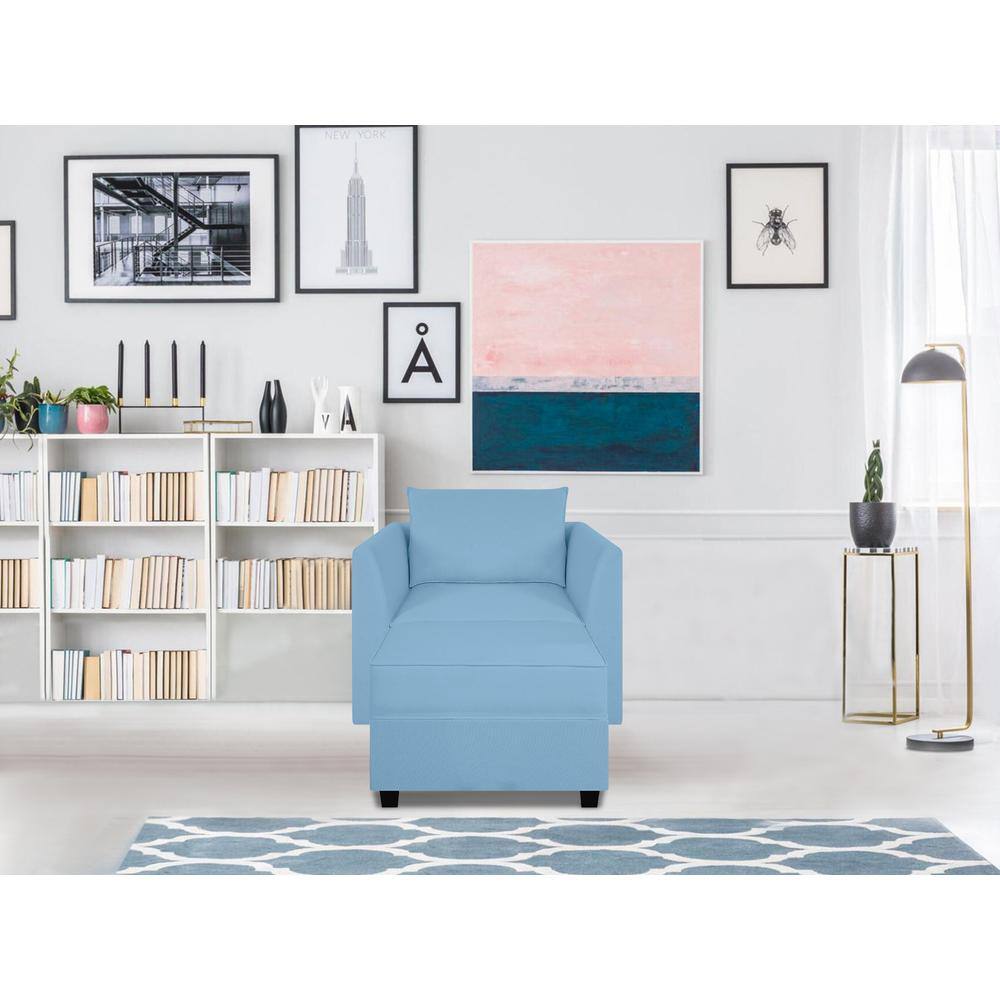 HOMESTOCK 56.1 in. Linen Modern Accent Chair for Sectional Sofa with Ottoman in Robin Egg Blue Sofa Couch for Living Room Office 57004HD The Home