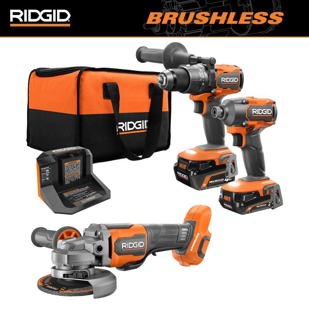 RIDGID 18V Brushless Cordless 2-Tool Combo Kit w/ (2) Batteries ...