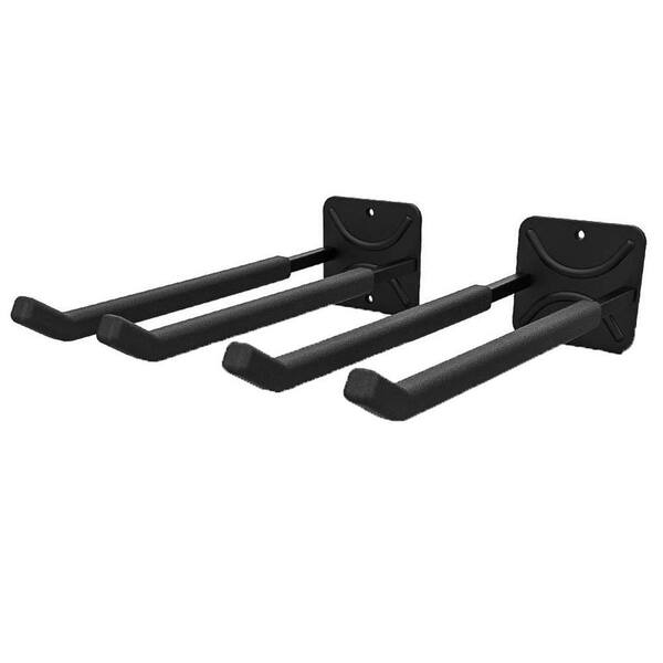 2 Pack 12.4 in. Black Steel Wall Rack with Heavy Duty Garage Hooks for ...