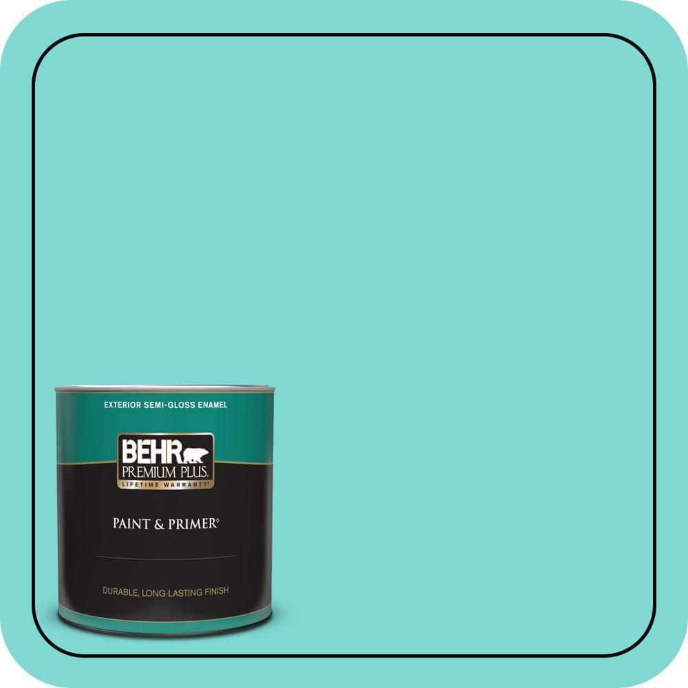 BEHR PREMIUM PLUS 1 qt. #MQ4-22 Key Largo Semi-Gloss Enamel Exterior ...