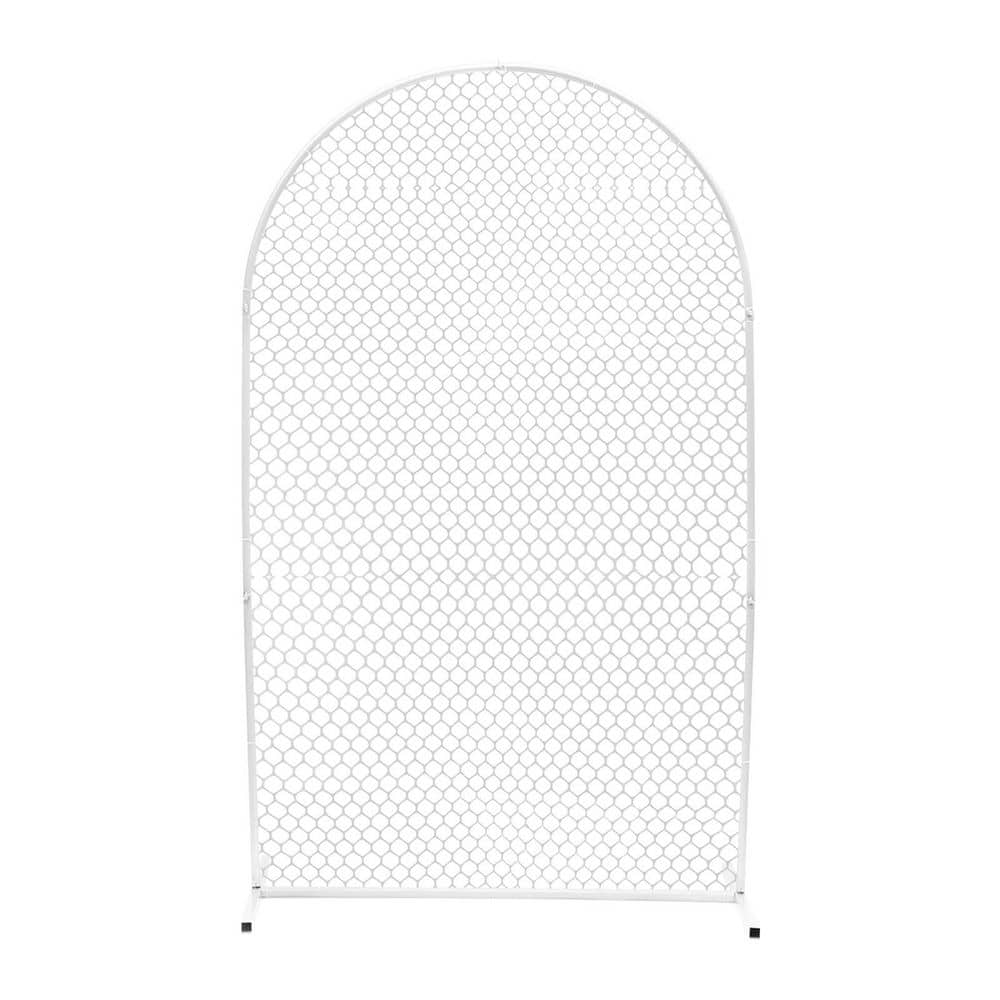 YIYIBYUS 78.74 in. x 47.24 in. White Metal Backdrop Arch Arbor with ...