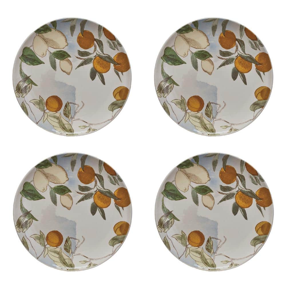 Storied Home Multicolor Citrus Orchard Stoneware Dinner Plates (Set of ...