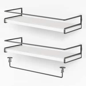 6 in. D x 15.7 in. W x 2.6 in. H White-GoldDecorative Wall Shelves with ...