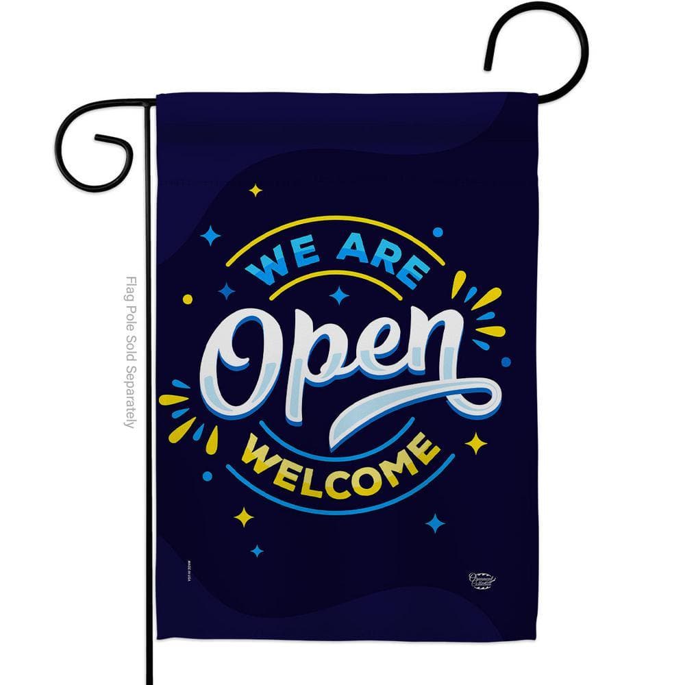 Ornament Collection 13 in. x 18.5 in. We Are Open Garden Flag Double ...