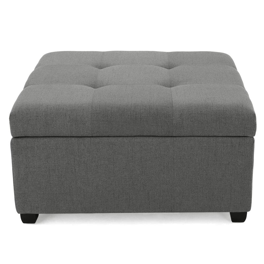 Noble House Carlsbad Dark Grey Storage Ottoman 10315 - The Home Depot