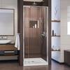 DreamLine Flex 32 in. x 32 in. x 74.75 in. Framed Pivot Shower Door in Chrome with Center Drain ...