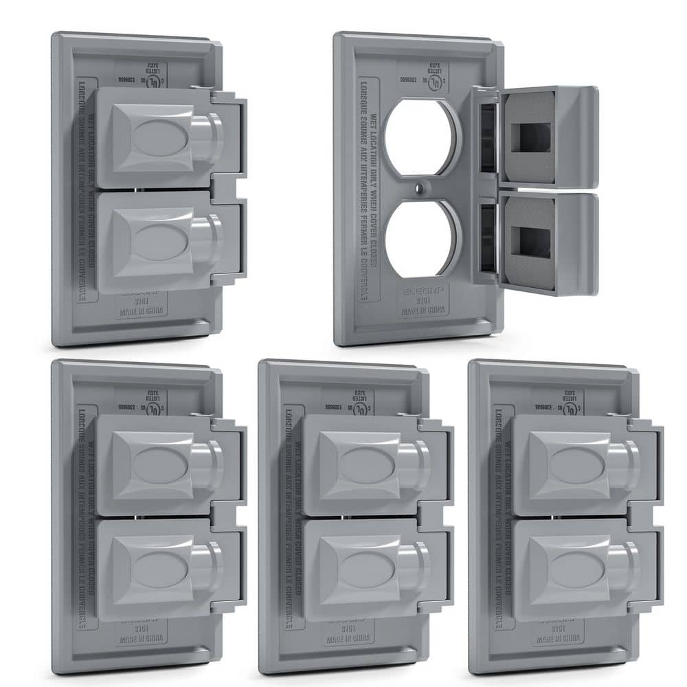 ELEGRP 1-Gang Horizontal Duplex Weatherproof Wall Plate Cover, Outdoor ...