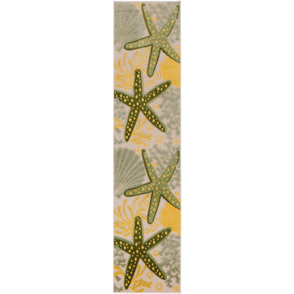 Nourison Aloha Green Yellow 2 ft. x 6 ft. Nautical Contemporary Runner ...