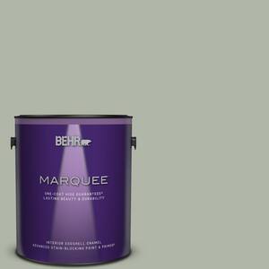 BEHR PREMIUM PLUS 8 oz. #ICC-56 Green Tea Satin Enamel Interior ...