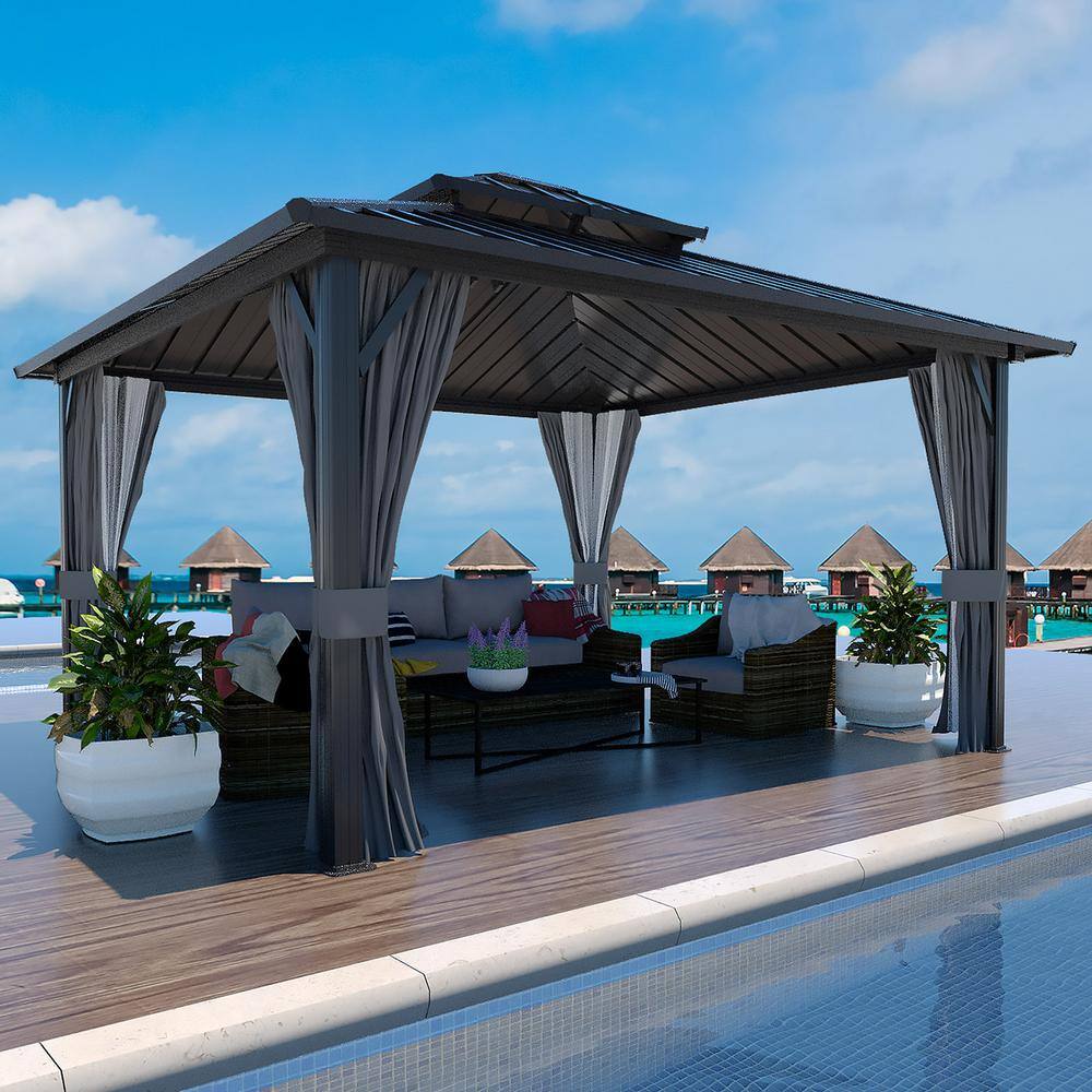 Reviews for VEIKOUS 12 ft. x 12 ft. Aluminum Double Hardtop Gazebo with ...