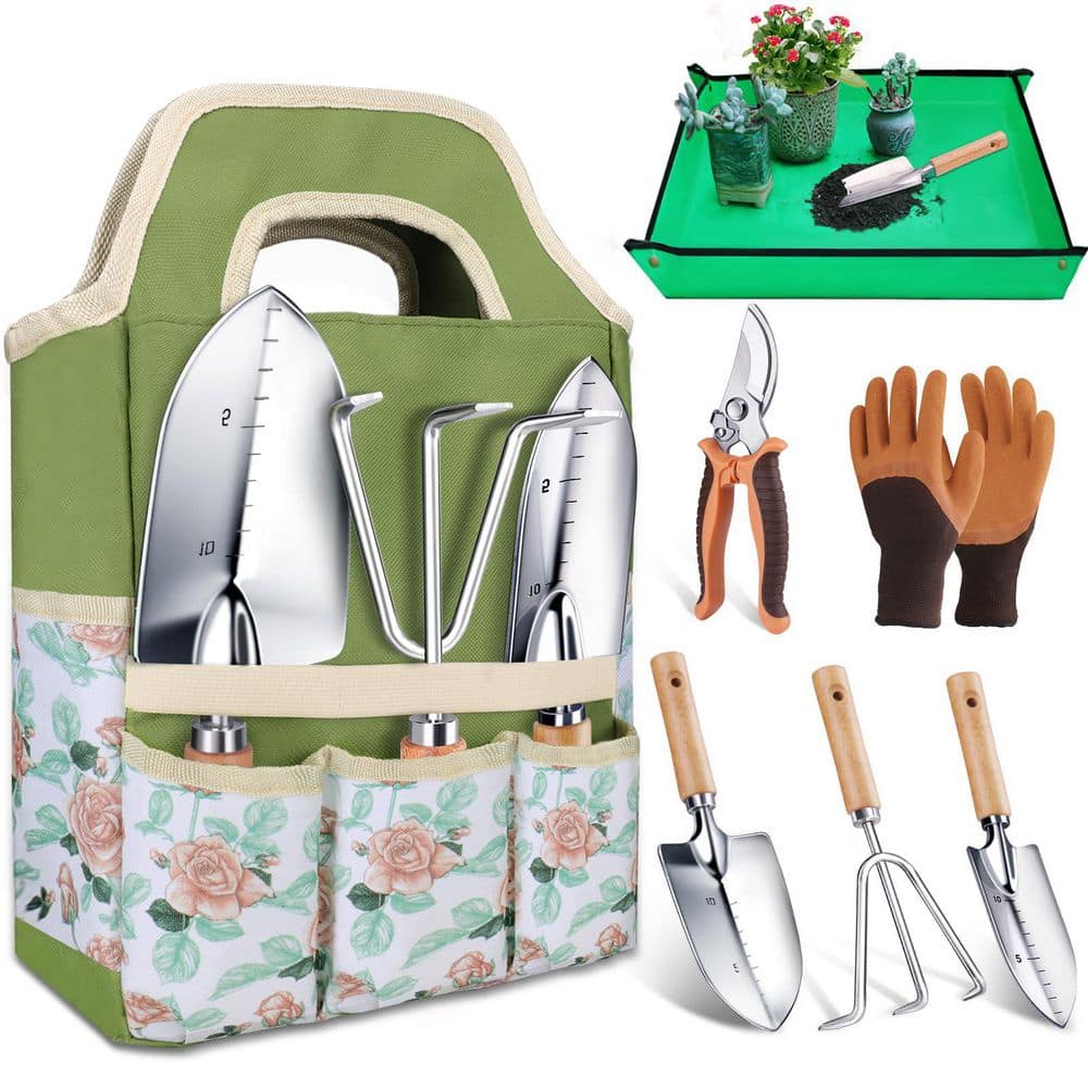 MISOPILY 7 Piece Garden Tool Set with Stainless Steel Hand Tools ...