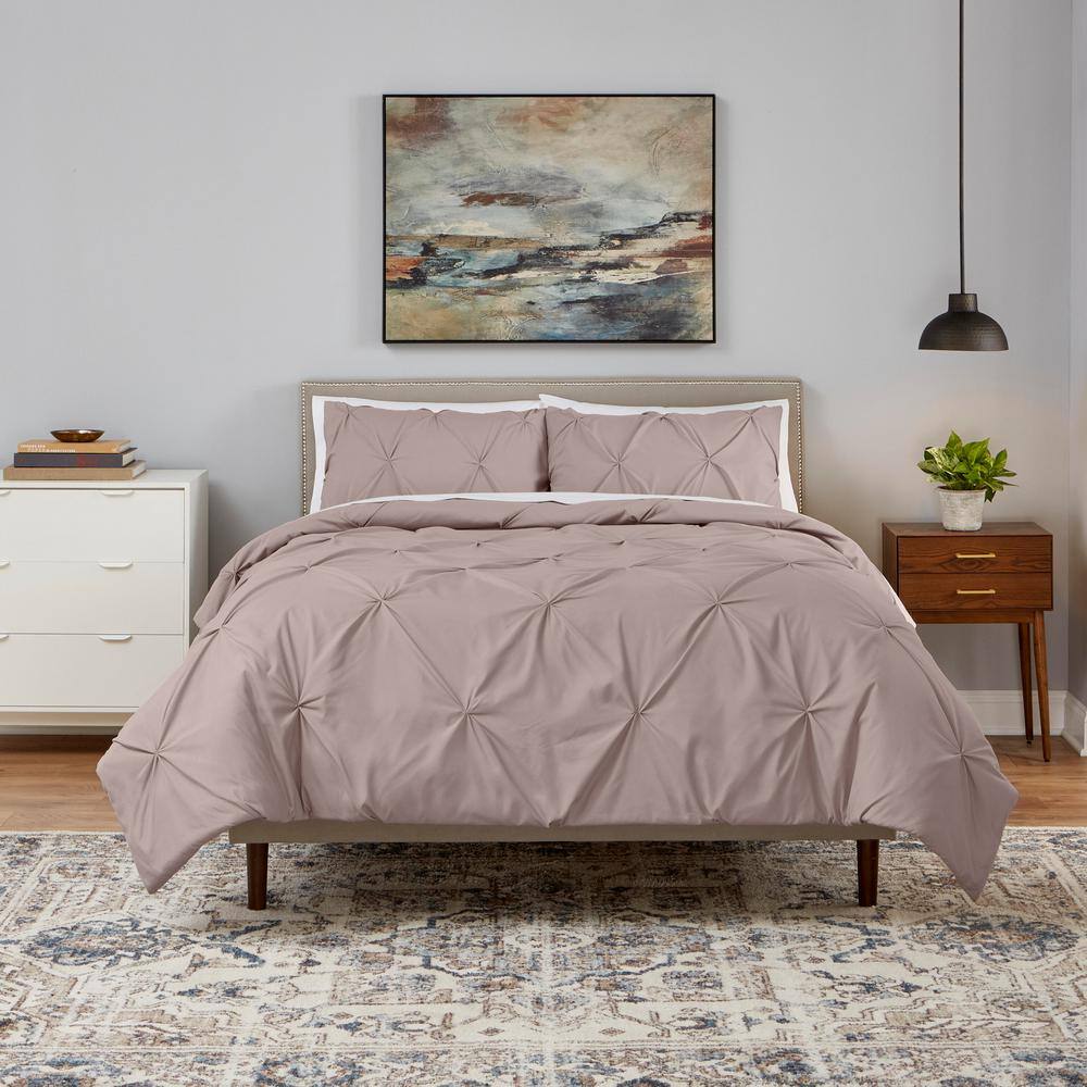 StyleWell Celina 3-Piece Dusty Mauve Pinched Pleat Full/Queen Comforter ...