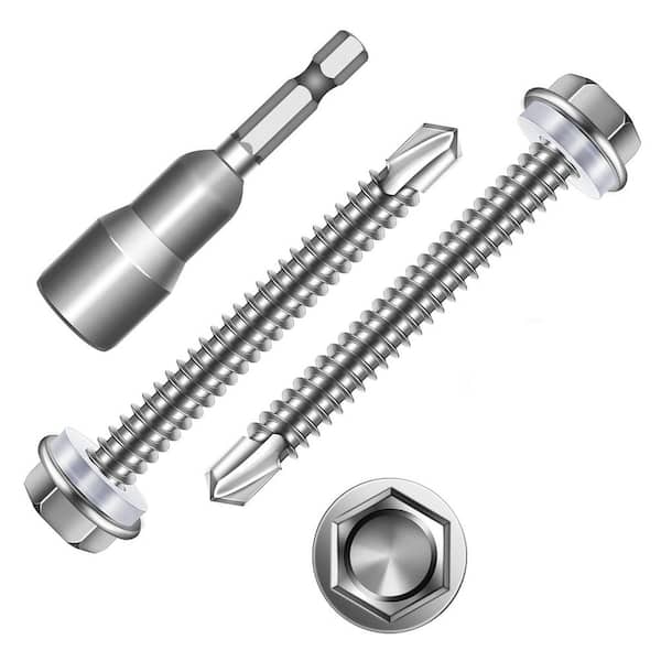 MarySino #12 x 3/4 in. Hex Washer Head 410 Stainless Steel Self ...