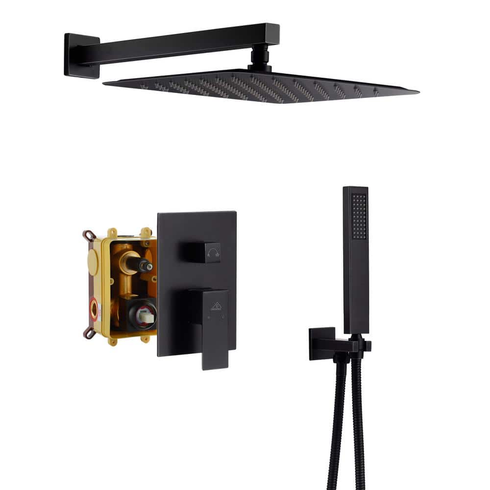 CASAINC 2-Spray 10 in. Square Wall Mount Dual Shower Heads with Hand ...