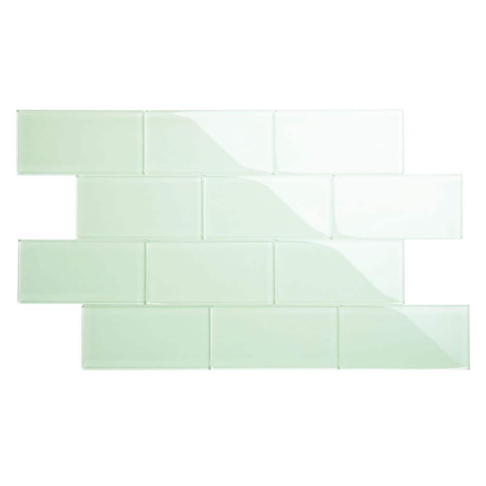 Giorbello Winter Sage 3 in. x 6 in. x 8mm Glass Subway Wall Tile (5 sq ...
